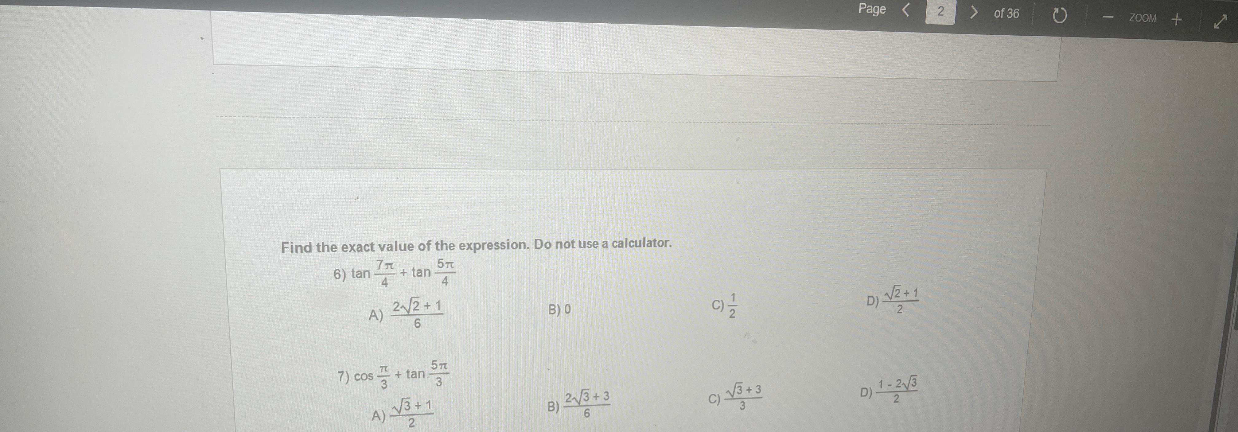 Solved Find the exact value of the expression. Do not use a | Chegg.com