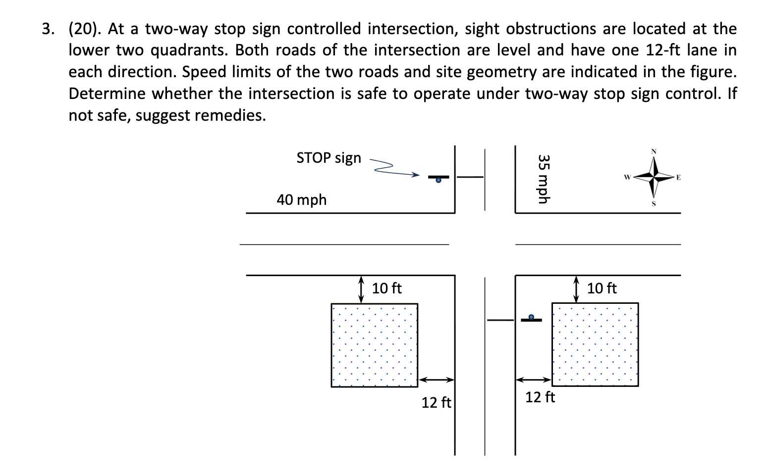 Solved At a two-way stop sign controlled intersection, sight | Chegg.com