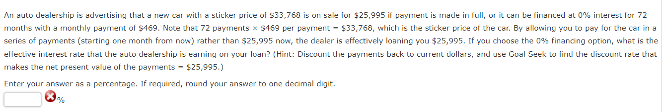 Solved An auto dealership is advertising that a new car with | Chegg.com