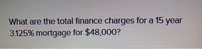 Solved What are the total finance charges for a 15 year | Chegg.com