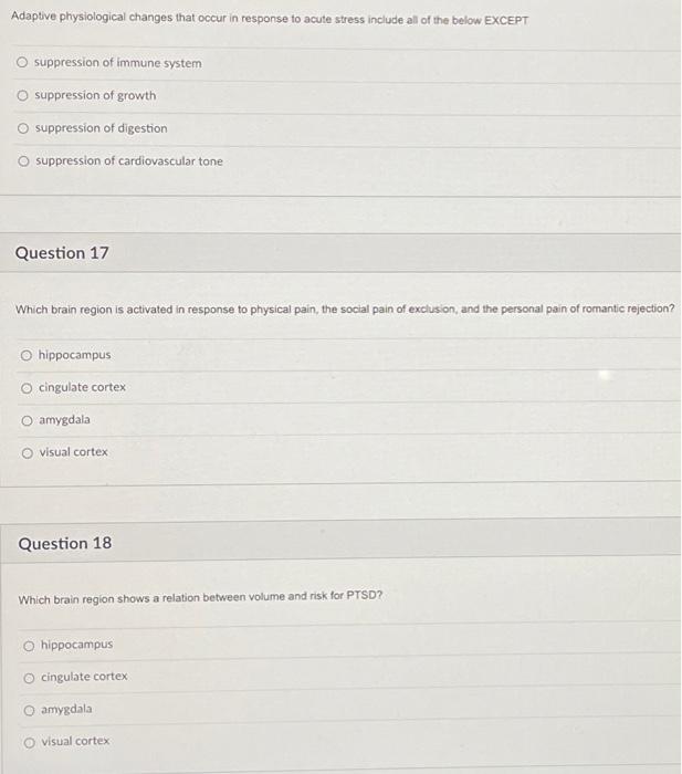 Solved Adaptive physiological changes that occur in response | Chegg.com