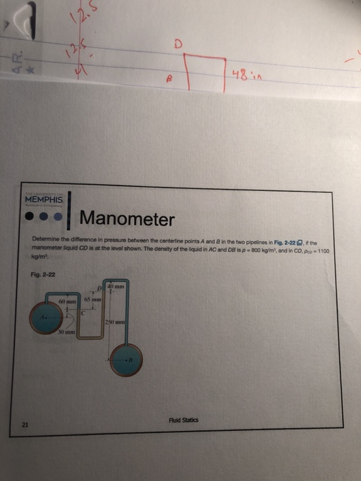 Solved 4% in MEMPHIS Manometer Determine the difference in | Chegg.com