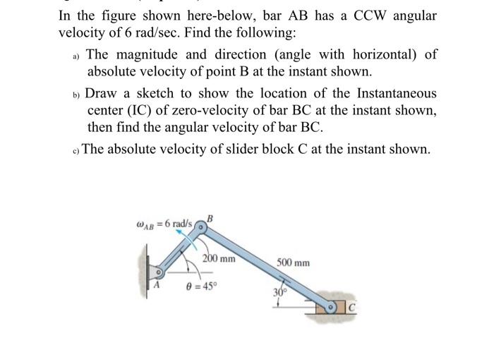 Solved In the figure shown here-below, bar AB has a CCW | Chegg.com