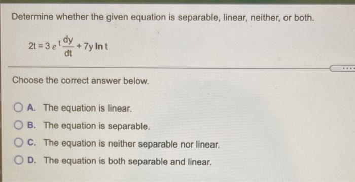 Solved Determine whether the given equation is separable, | Chegg.com