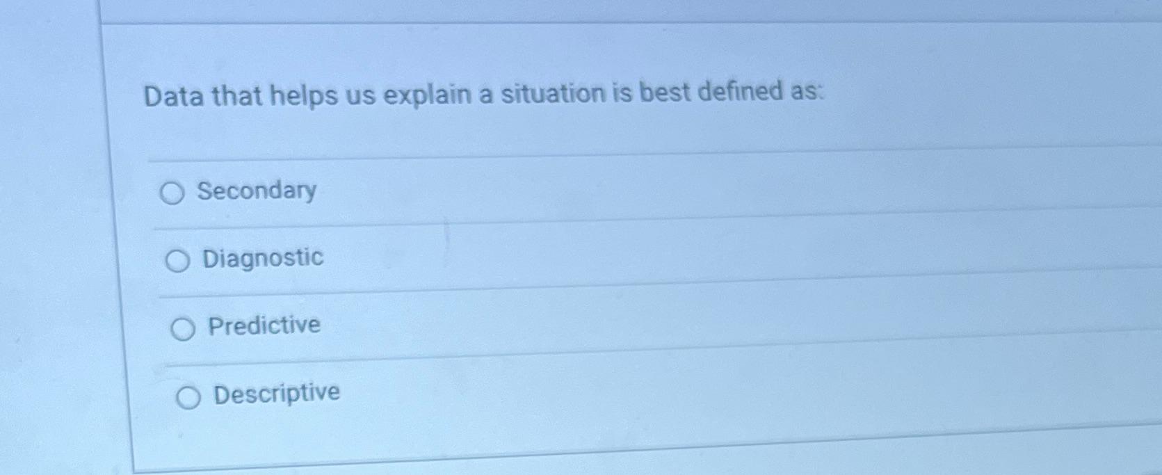 Solved Data that helps us explain a situation is best | Chegg.com