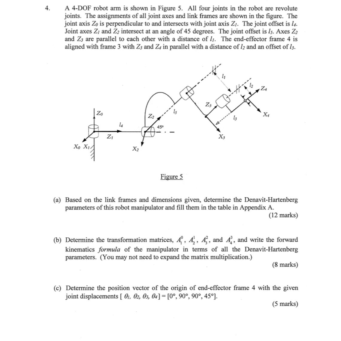 Solved A 4-DOF robot arm is shown in Figure 5. ﻿All four | Chegg.com