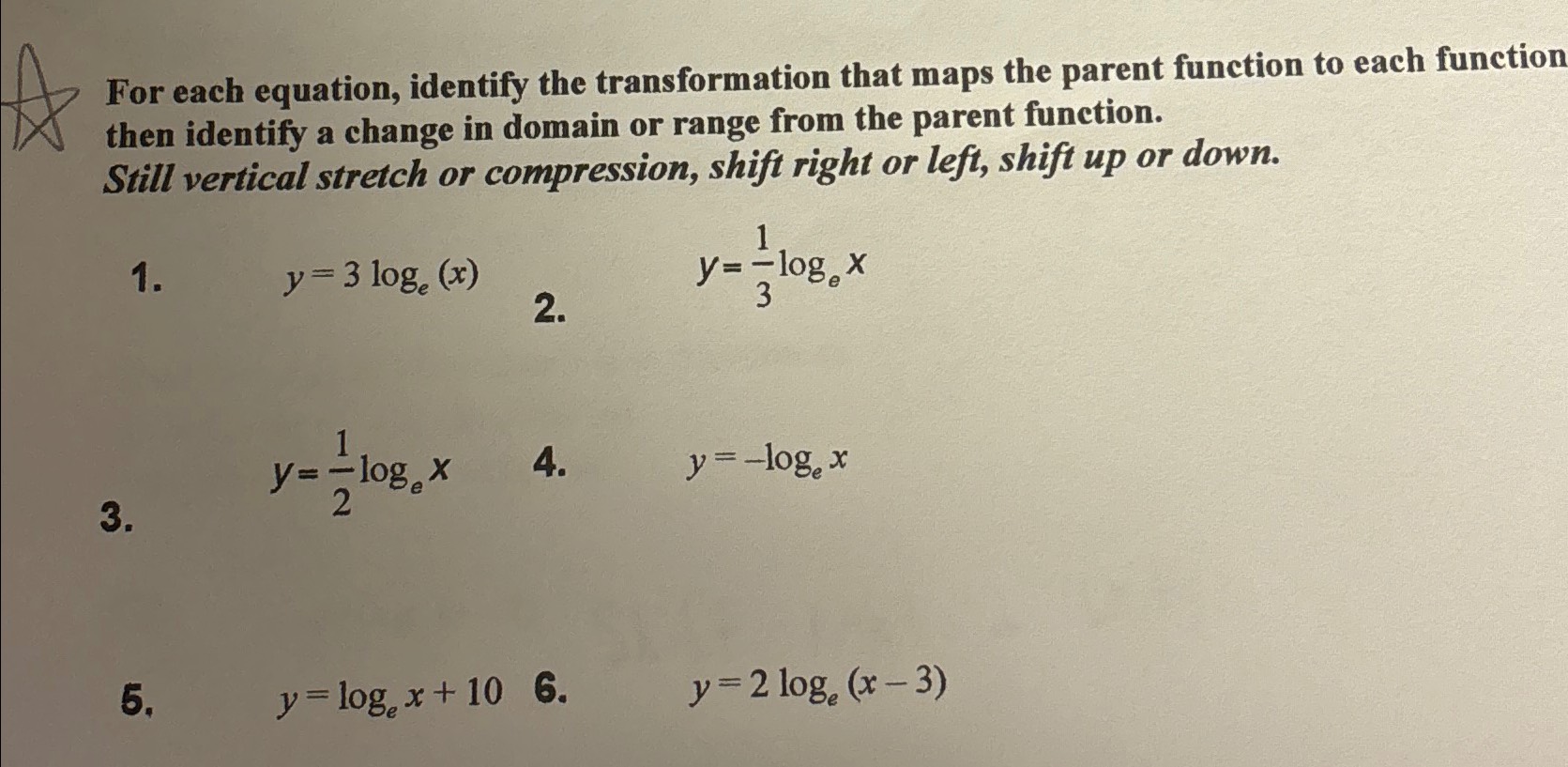 Solved For each equation, identify the transformation that | Chegg.com
