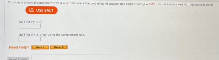 Solved Consider a binomial experiment with n=4 trials where | Chegg.com
