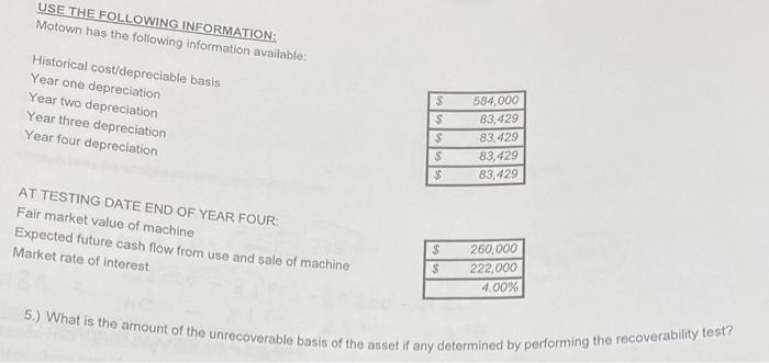 5.) What is the amount of the unrecoverable basis of | Chegg.com