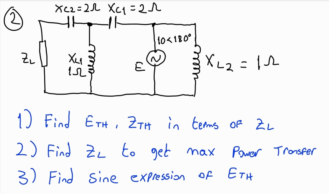 Solved Find ETH,ZTH ﻿in terms of ZLFind ZL ﻿to get max Power | Chegg.com