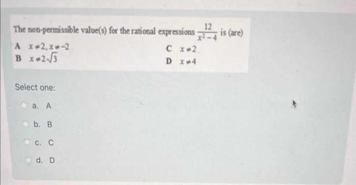 Solved The non-permissible value(s) for the rational | Chegg.com