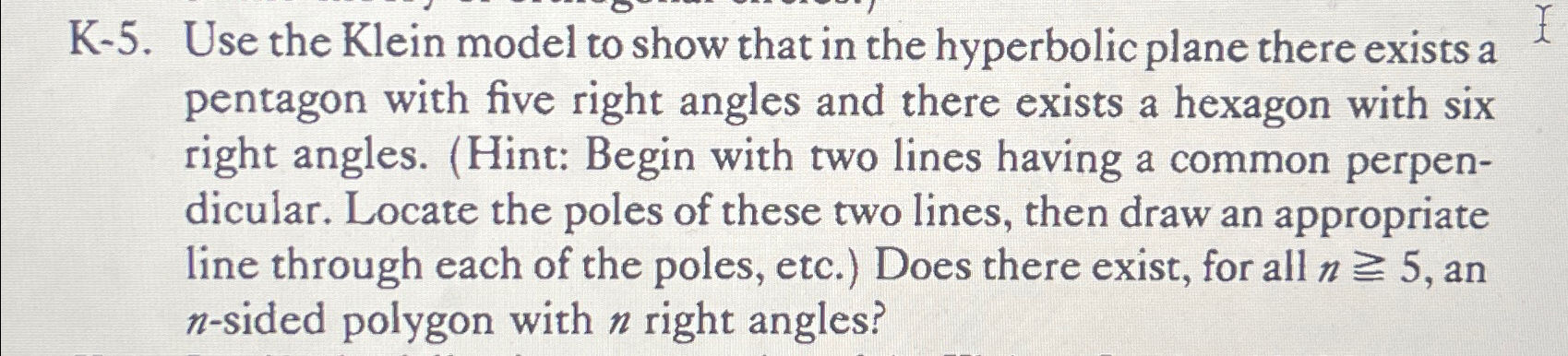 Solved K-5. ﻿Use the Klein model to show that in the | Chegg.com