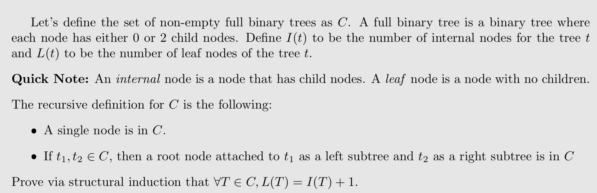Solved Let's define the set of non-empty full binary trees | Chegg.com