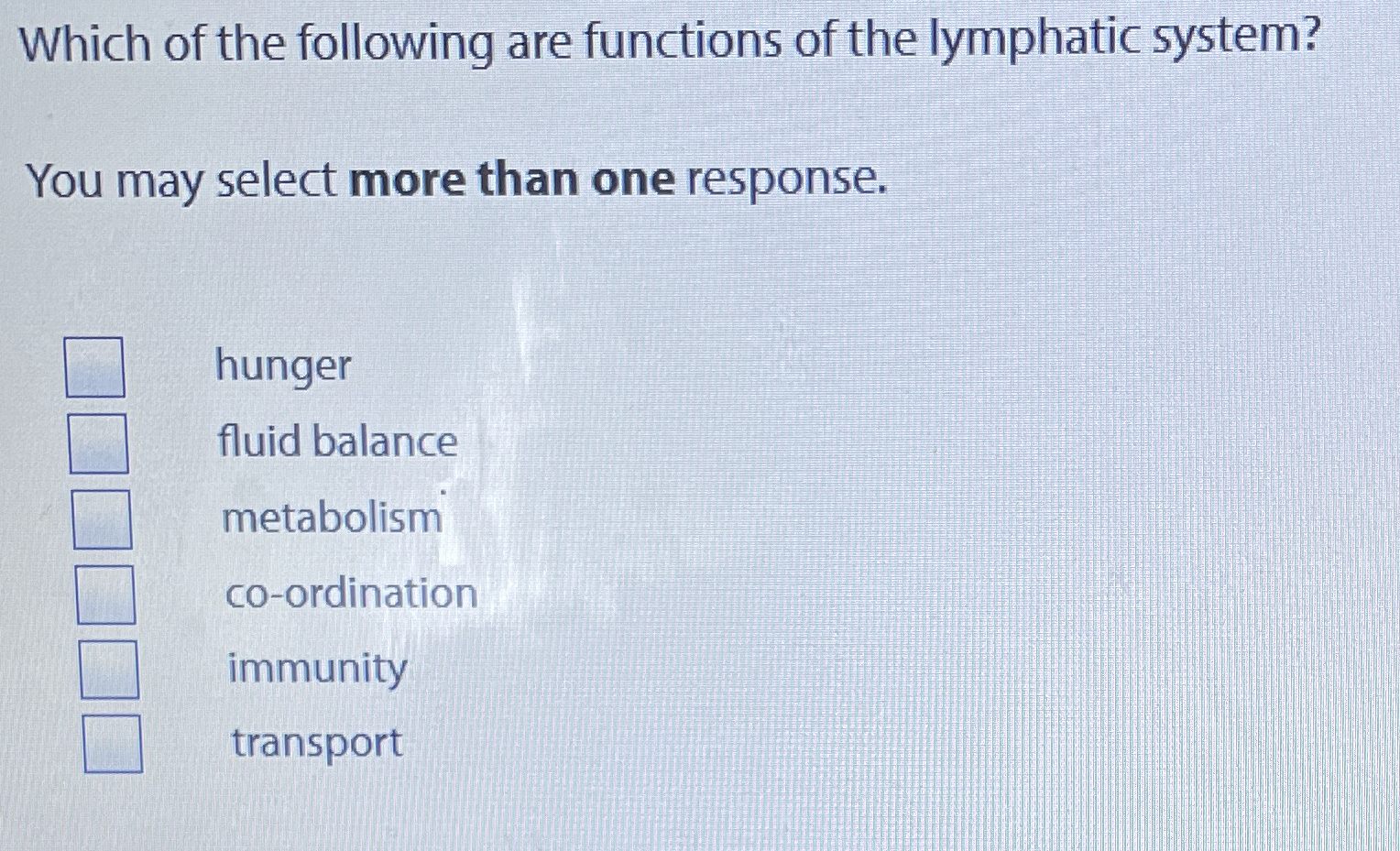 Solved Which of the following are functions of the lymphatic | Chegg.com