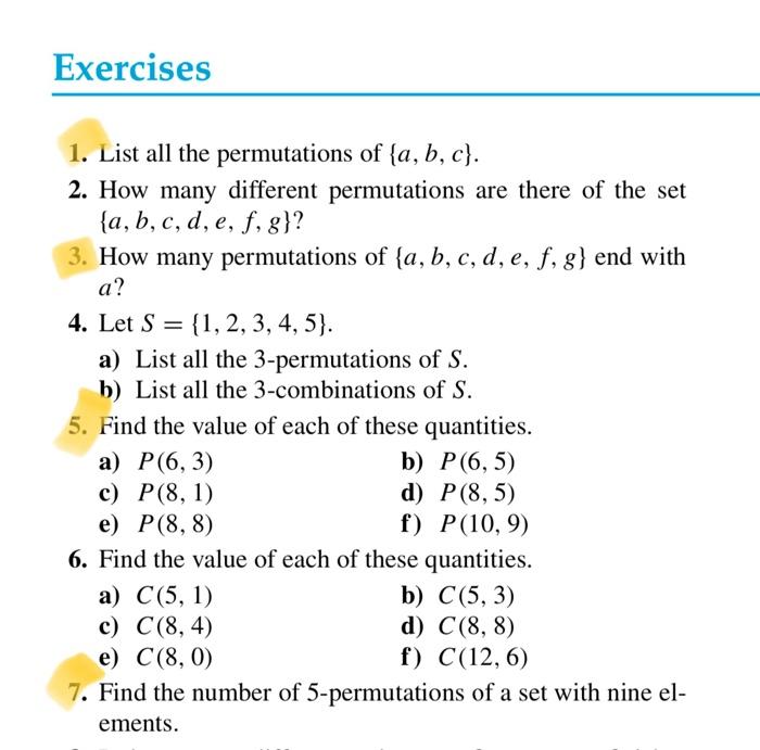 Solved Exercises 1 List All The Permutations Of {a B C} 2