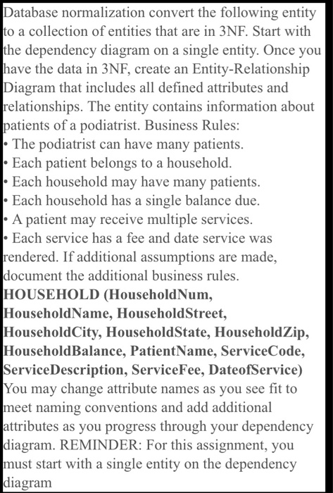Solved Database normalization convert the following entity | Chegg.com