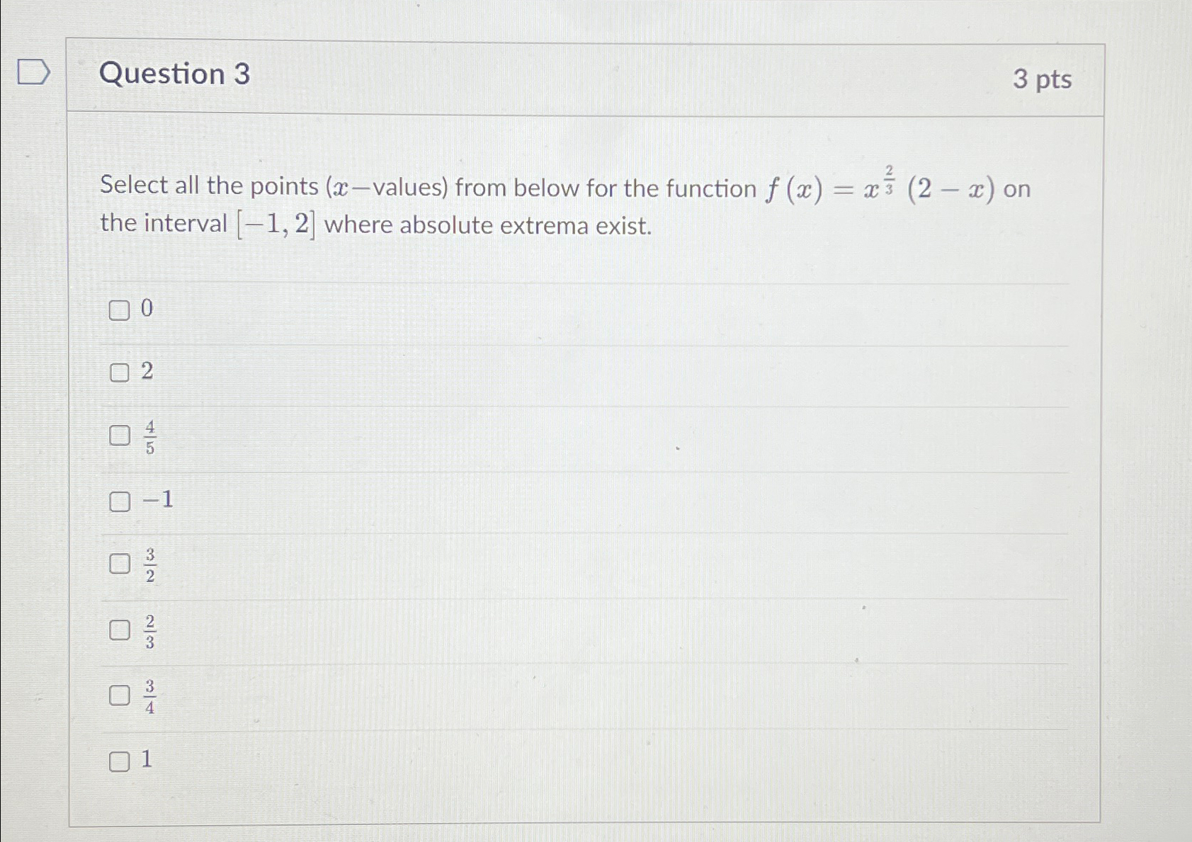 Solved Question 33 ﻿ptsSelect all the points ( x-values) | Chegg.com