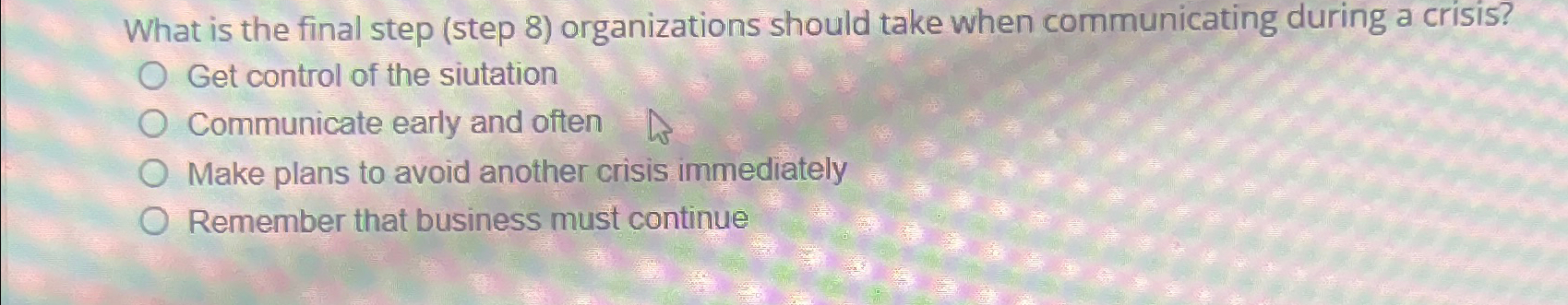 Solved What is the final step (step 8) ﻿organizations should | Chegg.com