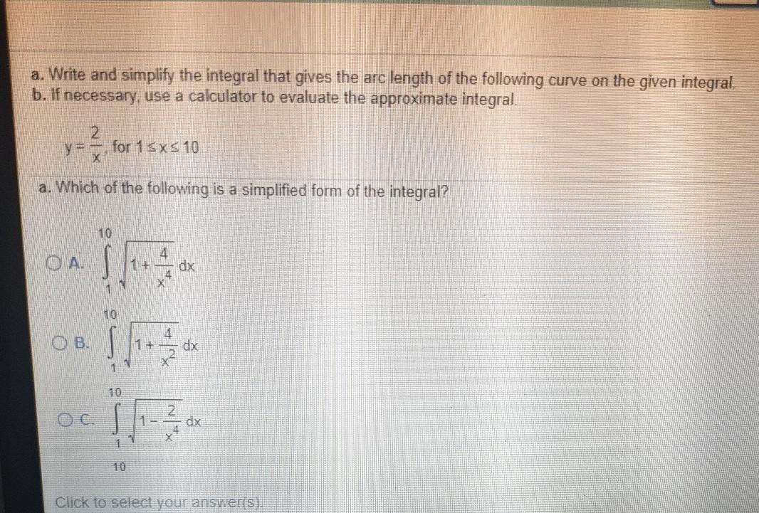 Solved a. Write and simplify the integral that gives the arc | Chegg.com