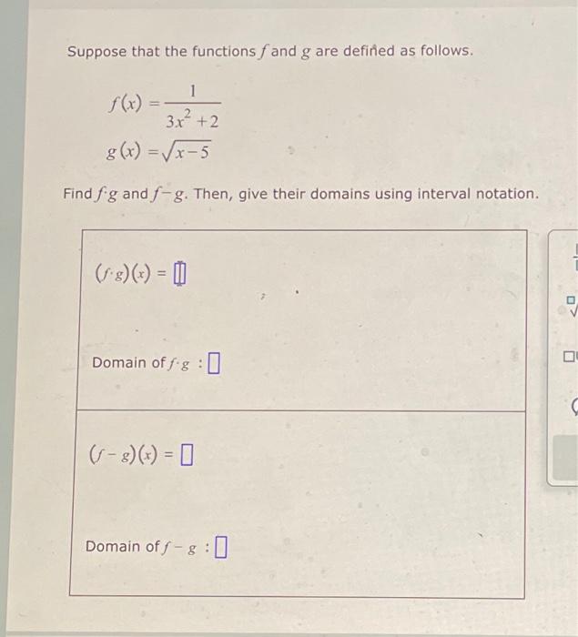 Solved Suppose that the functions f and g are defined as | Chegg.com