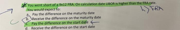 Solved 76. You went short of a 9×12 FRA. On calculation date | Chegg.com