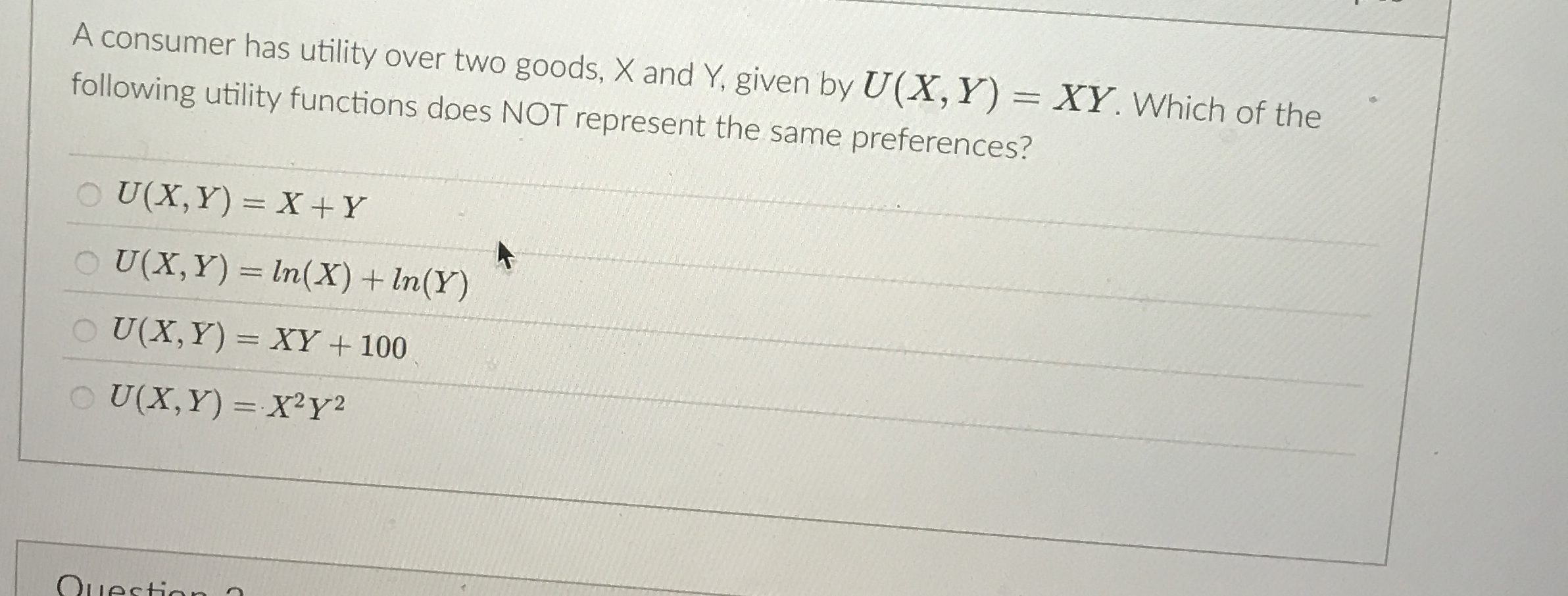 Solved A consumer has utility over two goods, x ﻿and Y, | Chegg.com