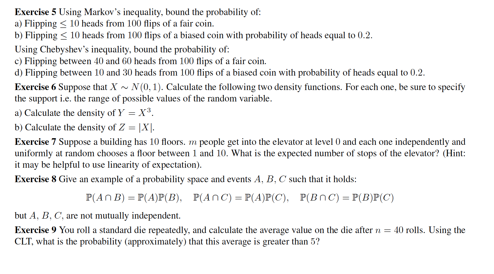 Solved Exercise 5 ﻿Using Markov's inequality, bound the | Chegg.com