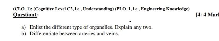 Solved (CLO_1): (Cognitive Level C2, i.e., Understanding) | Chegg.com
