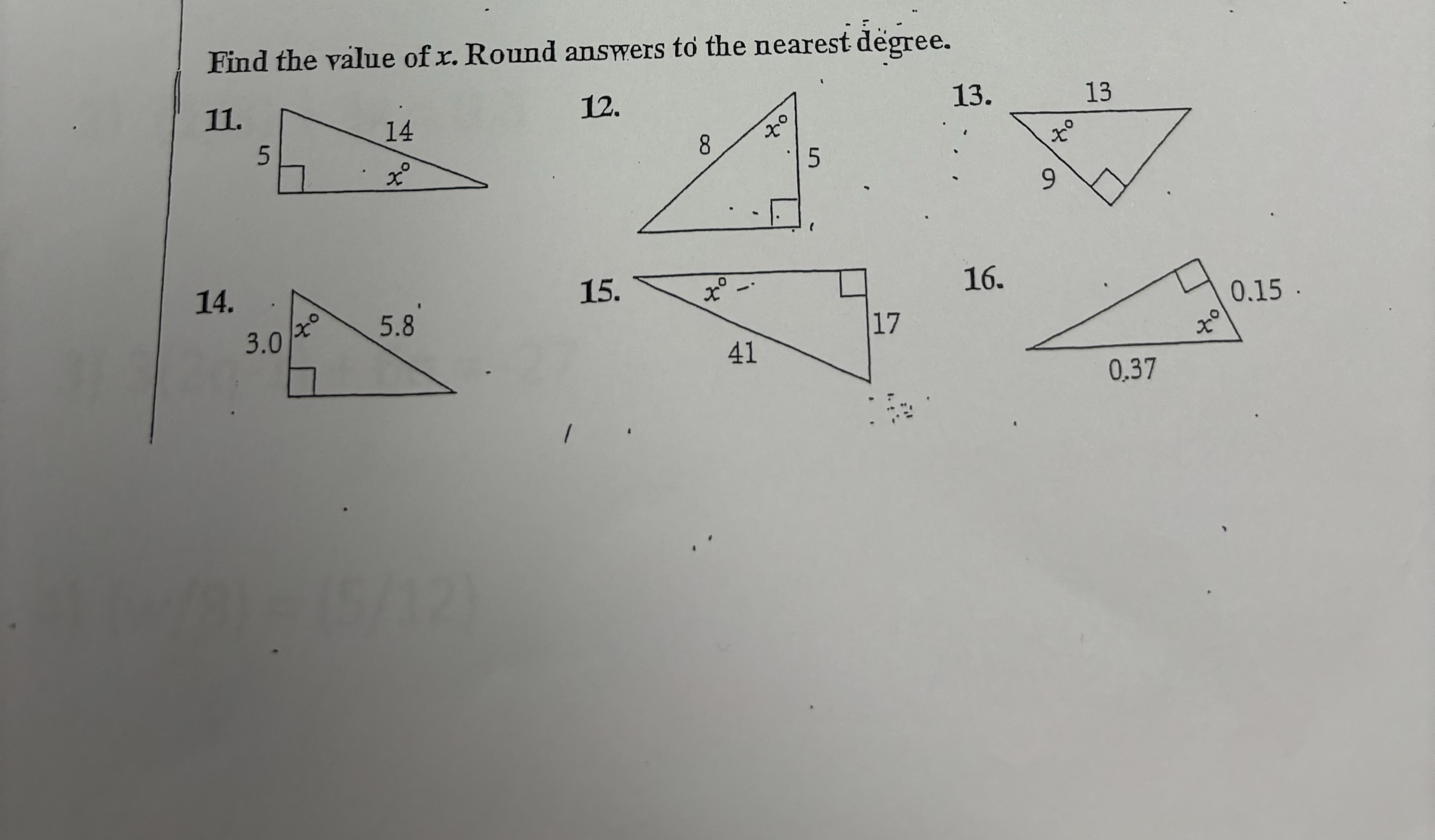 Solved Find the value of x. ﻿Round anspers to the nearest | Chegg.com