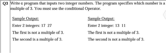 Solved Q3 Write c program that inputs two integer numbers. | Chegg.com