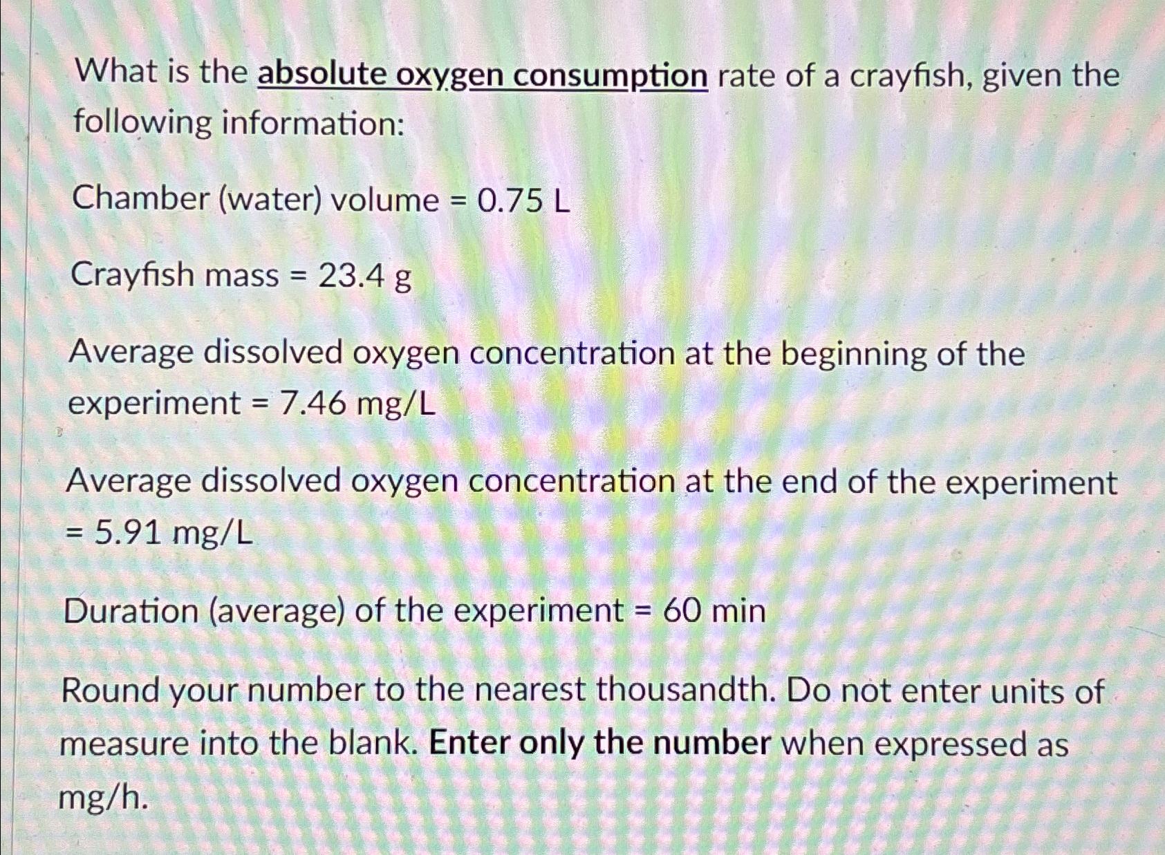 Solved What is the absolute oxygen consumption rate of a | Chegg.com