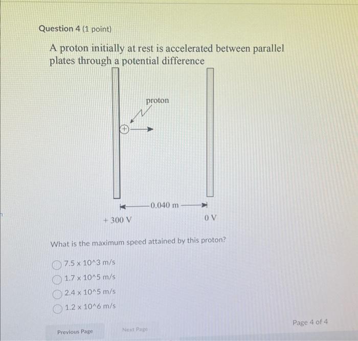 Solved A Proton Initially At Rest Is Accelerated Between
