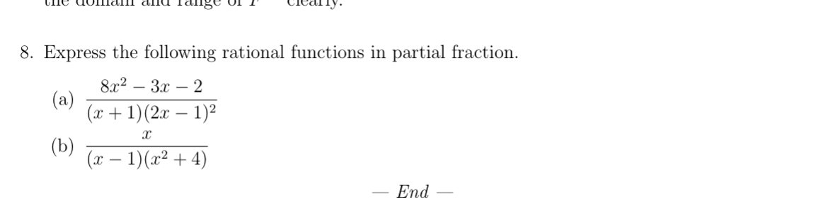 Solved Express the following rational functions in partial | Chegg.com