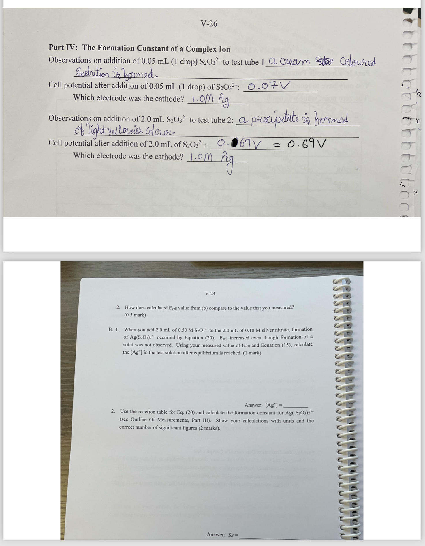 Solved Part IV: The Formation Constant of a Complex | Chegg.com