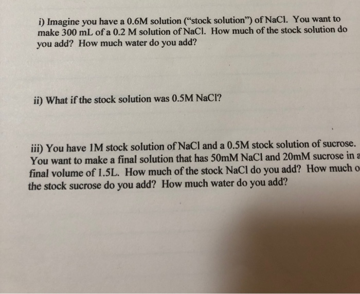 Solved I Imagine You Have A 0 6m Solution Stock