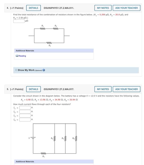 Solved 4. (-/1 Points DETAILS OSUNIPHYS1 27.2.WA.011. MY | Chegg.com Solved 4. (-/1 Points DETAILS OSUNIPHYS1 27.2.WA.011. MY | Chegg.com
