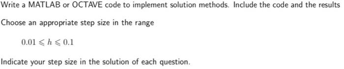 Solved Write a MATLAB or OCTAVE code to implement solution | Chegg.com