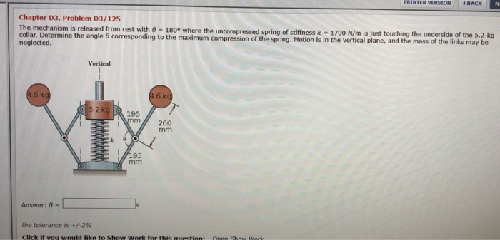 Solved PRINTER VERSION BACK N Chapter D3, Problem D3/125 The | Chegg.com