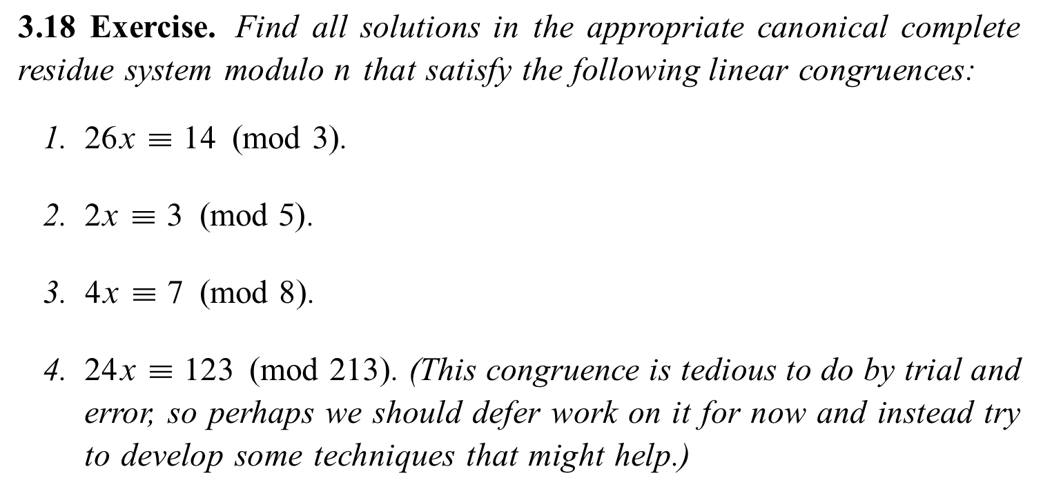 Solved 3.18 ﻿Exercise. Find all solutions in ﻿the | Chegg.com