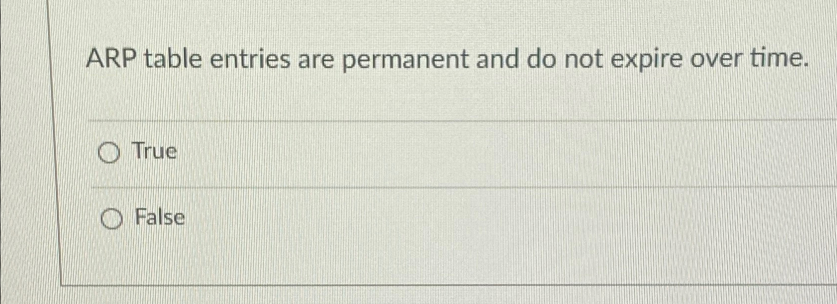 Solved ARP table entries are permanent and do not expire | Chegg.com