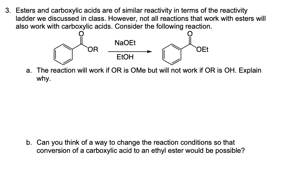 Solved Esters and carboxylic acids are of similar reactivity | Chegg.com