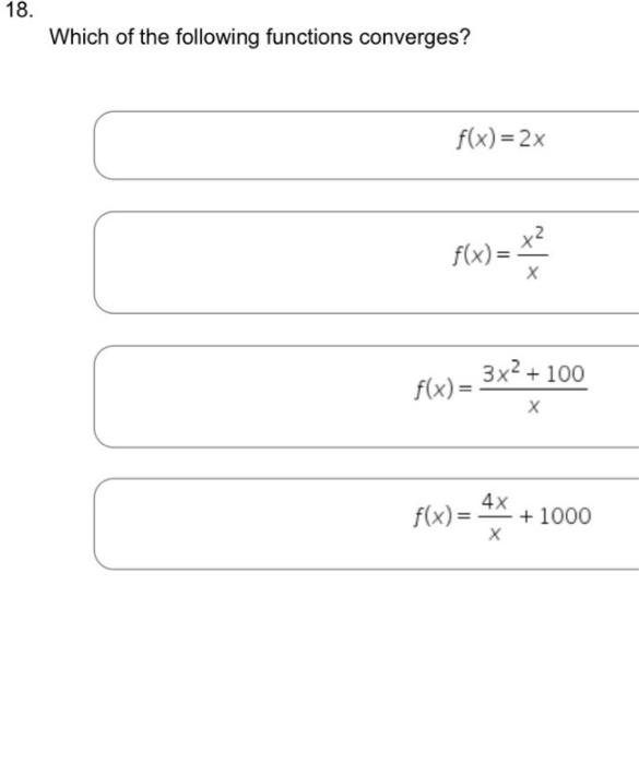 Solved Which of the following functions converges? | Chegg.com