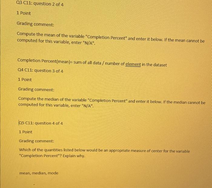 1. Point Grading comment: Compute the mean of the | Chegg.com