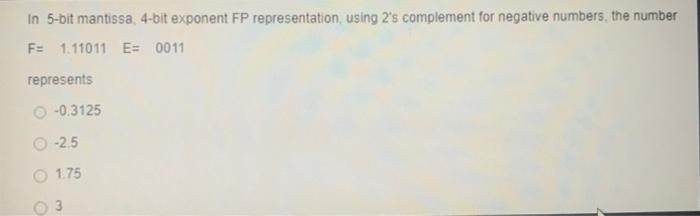 Solved In 5-bit mantissa, 4-bit exponent FP representation, | Chegg.com