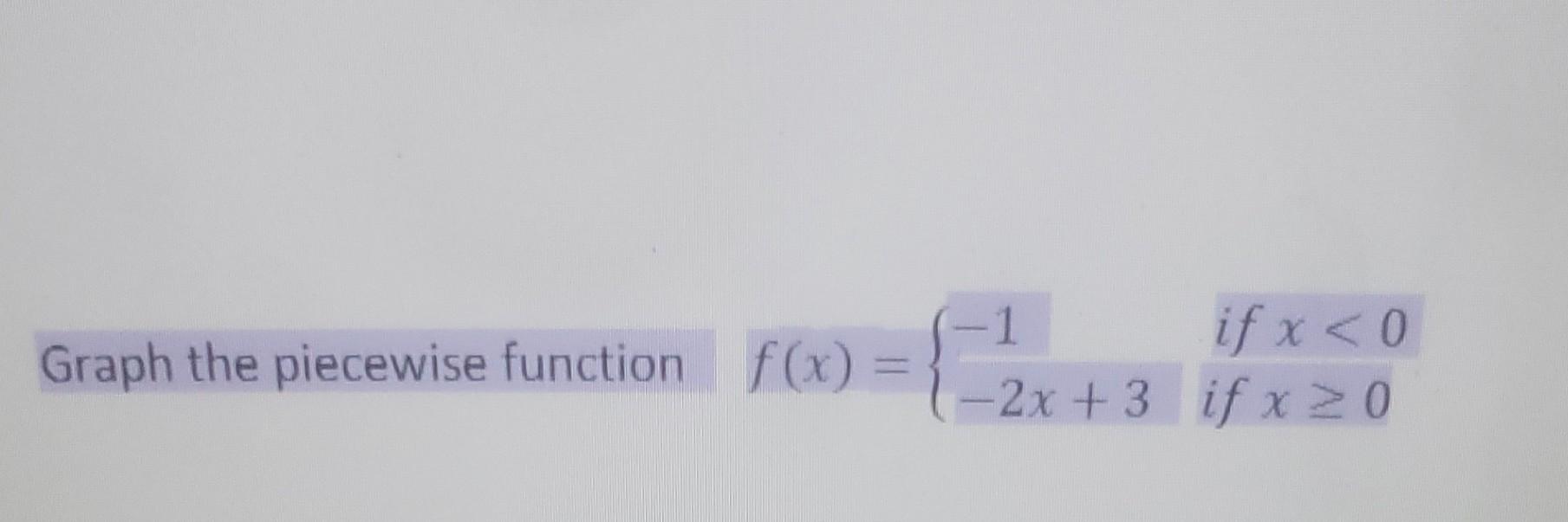 Solved f(x)={−1−2x+3 if x