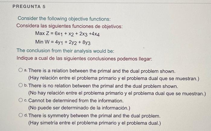 Solved Consider the following objective functions: Considera | Chegg.com