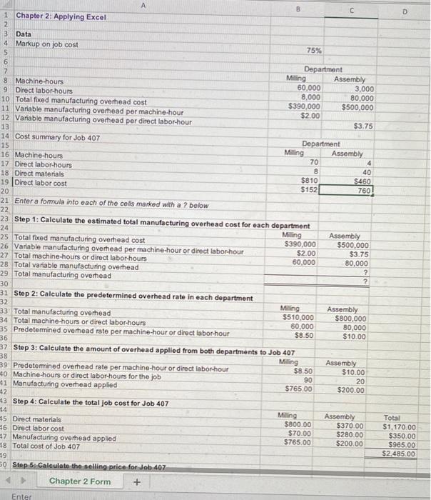 Solved Chapter 2: Applying Excel: Exercise (Part 2 of 2) 2. | Chegg.com