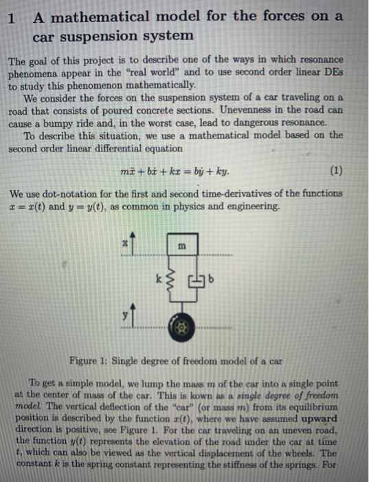 Solved 1 A mathematical model for the forces on a car | Chegg.com
