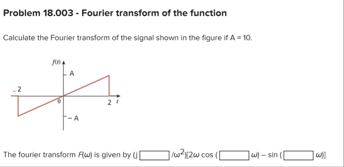 Solved Problem 18.003 - ﻿Fourier transform of the | Chegg.com