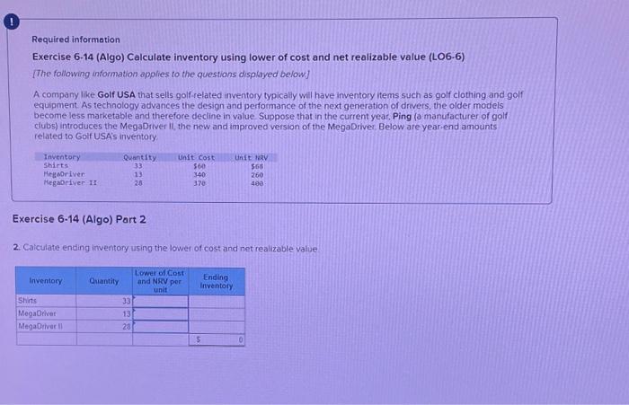 Solved Required information Exercise 6-14 (Algo) Calculate | Chegg.com